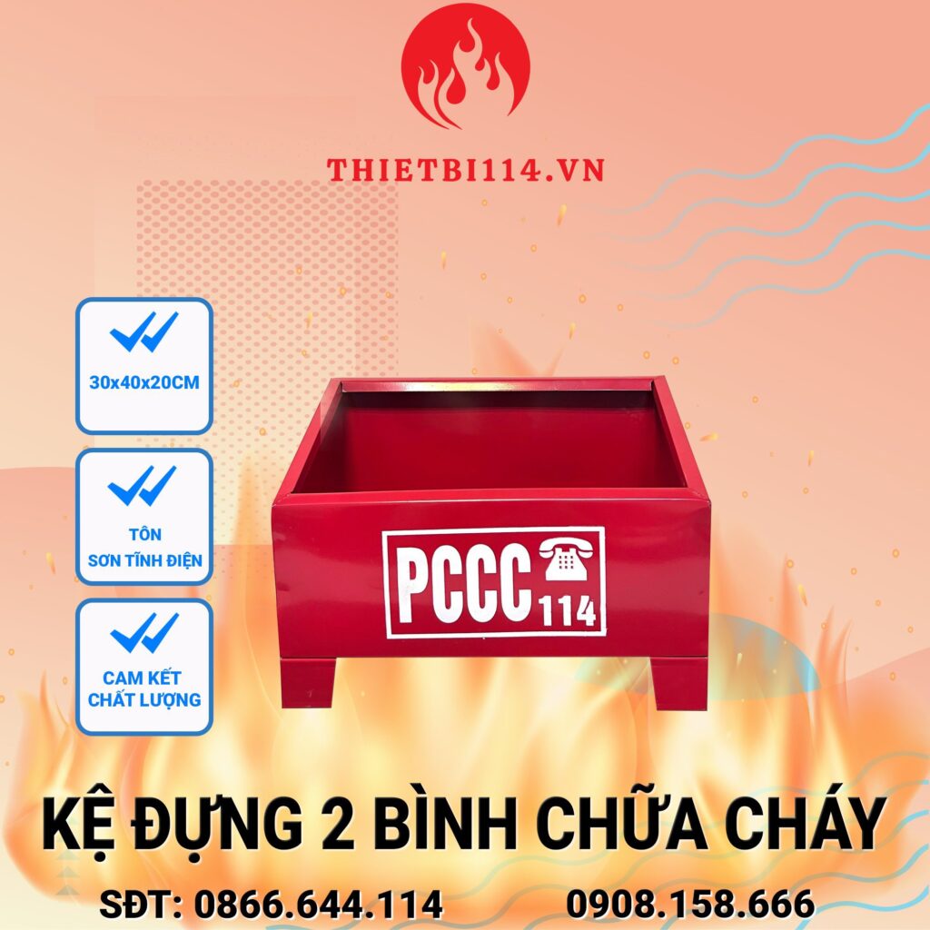 Kệ đựng 2 bình chữa cháy bằng tôn sơn tĩnh điện - Thiết bị PCCC 114